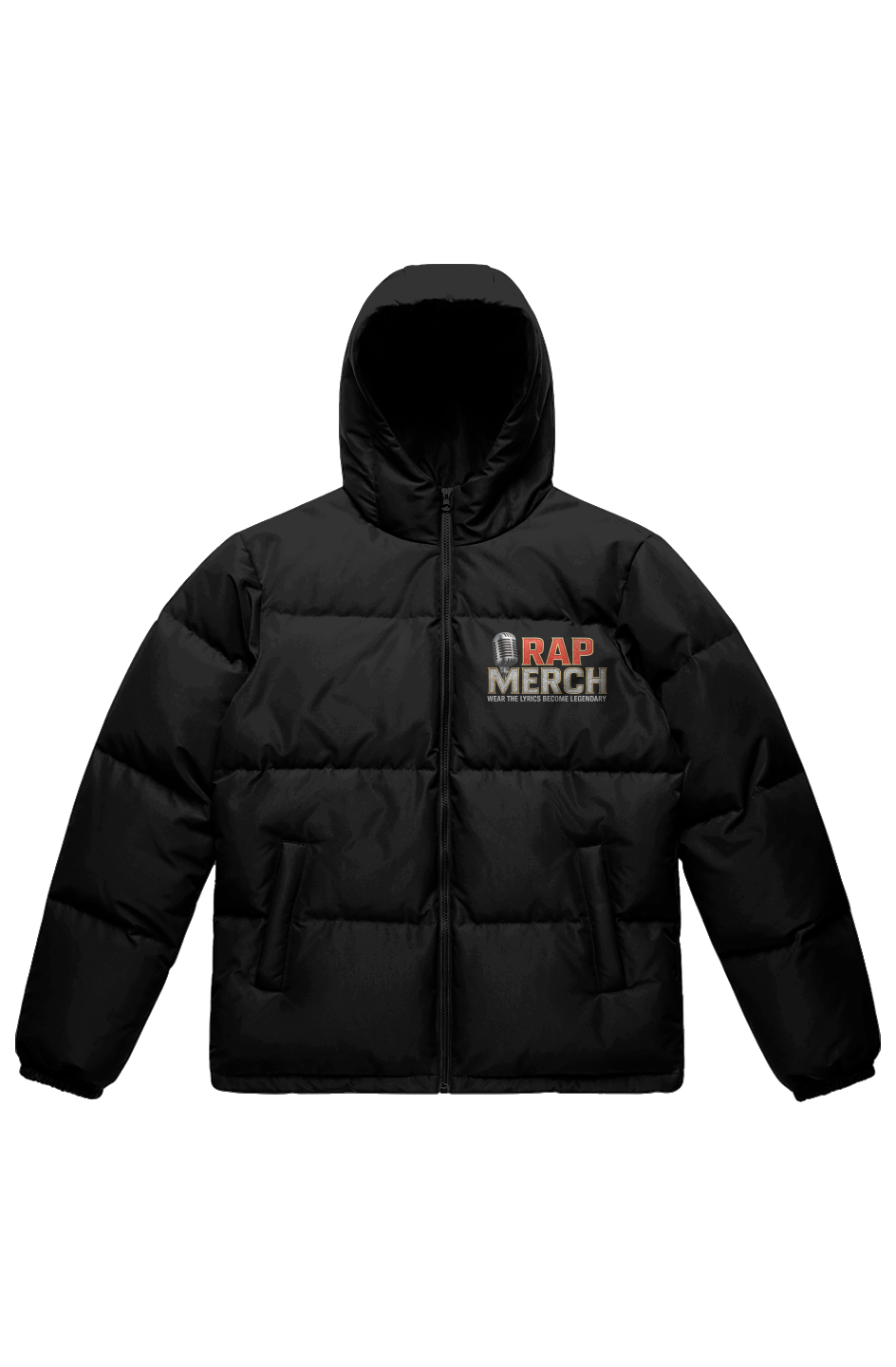Puffer Jacket - RAP MERCH Golden Trim Unisex Streetwear Outerwear ...